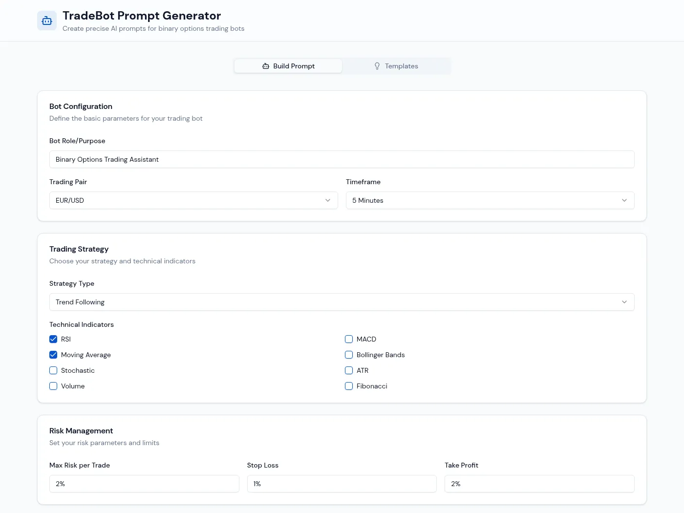TradeBot Prompt Generator