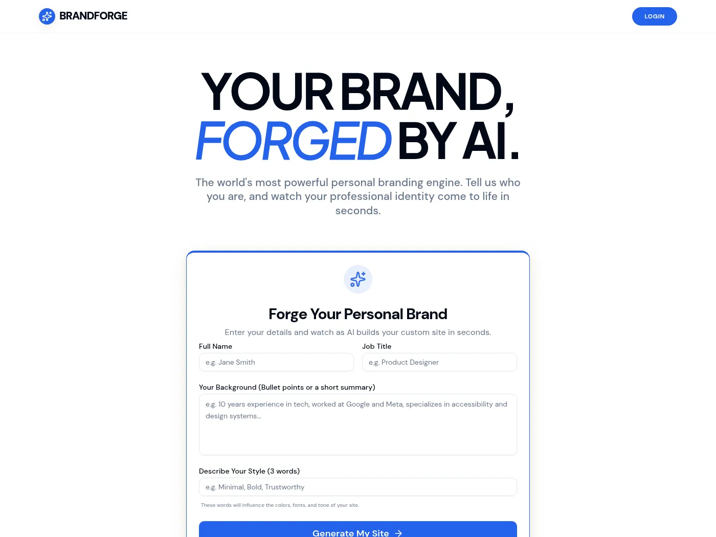 BrandForge AI Site Builder