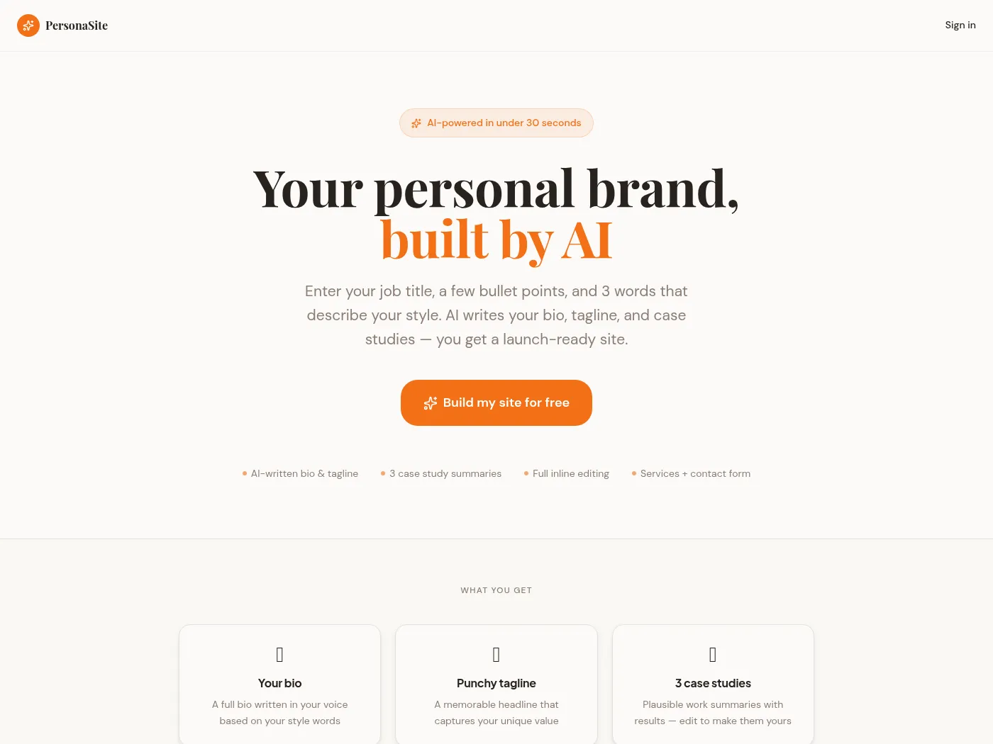PersonaSite AI Builder