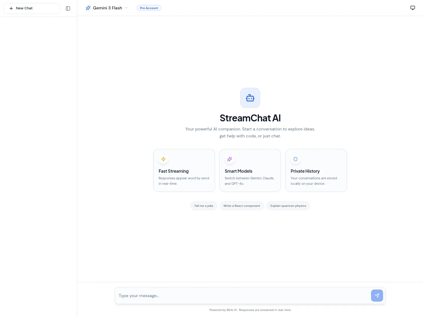 StreamChat AI Interface