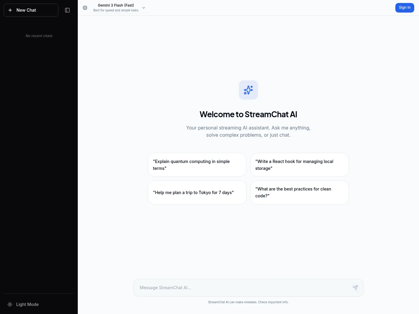 StreamChat AI
