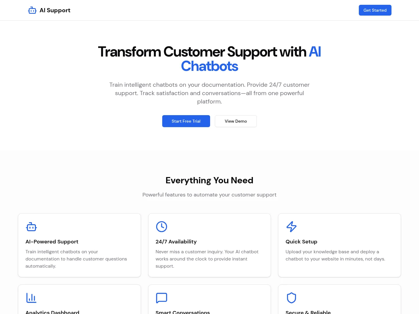 AI Support Chatbot Platform