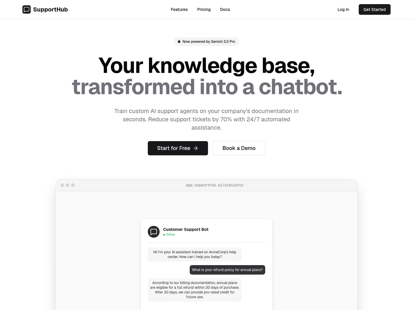 AI Support Chatbot Hub