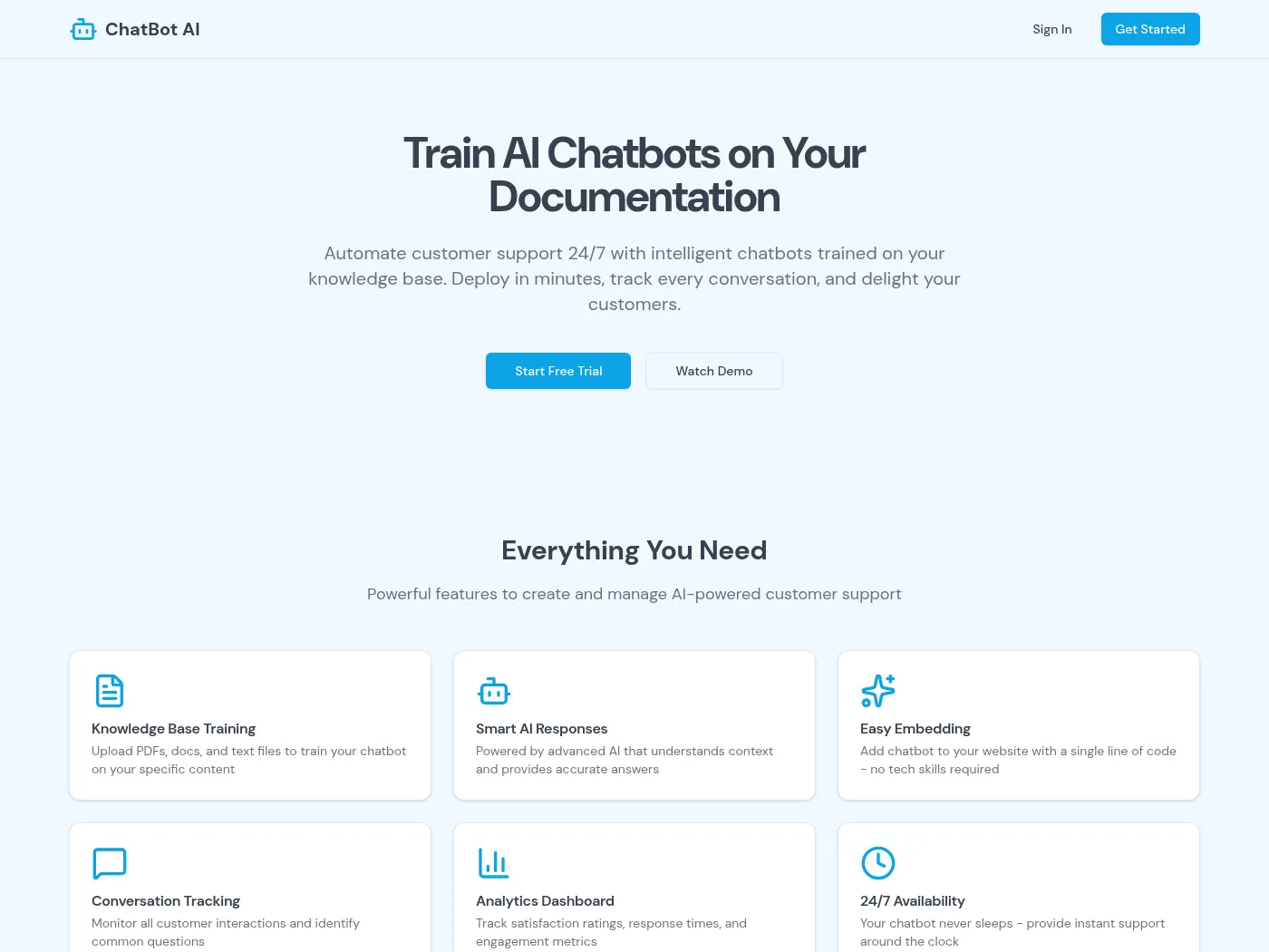 AI Support Chatbot Platform