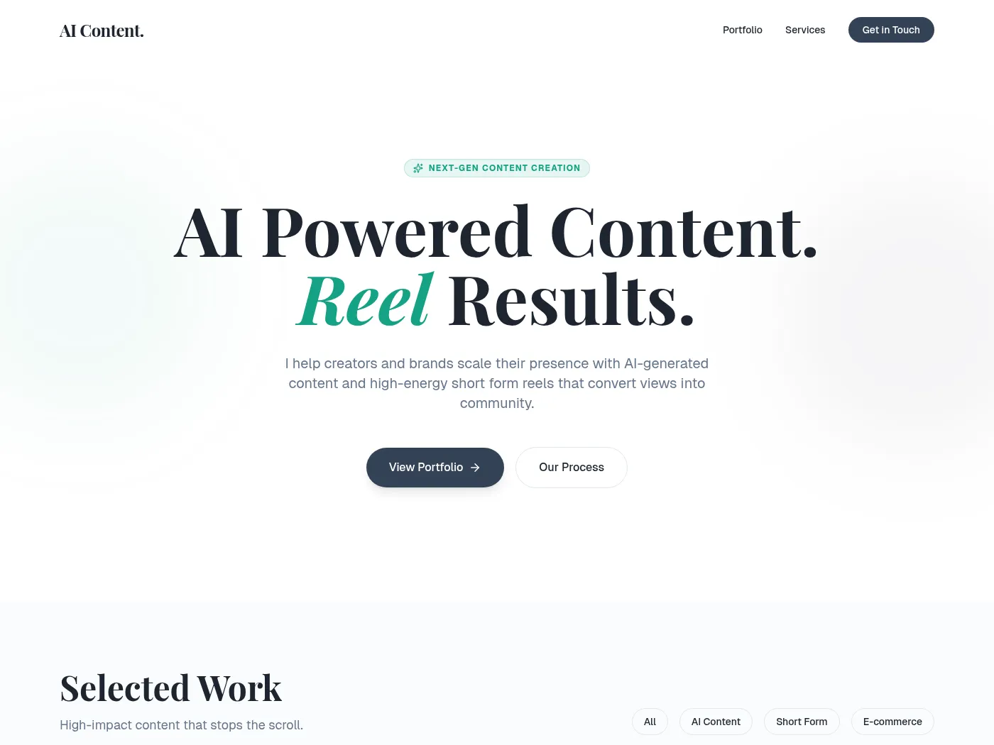 AI Content Portfolio Page