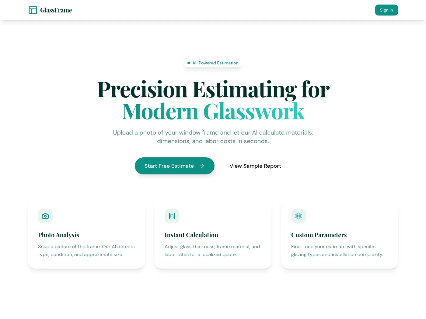 GlassFrame AI Estimator