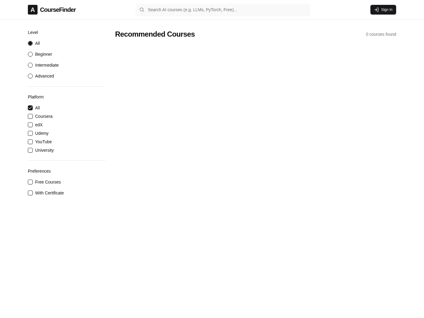 AI Course Finder