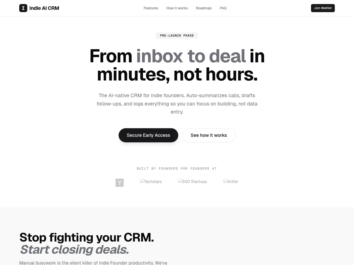 Indie AI CRM Waitlist