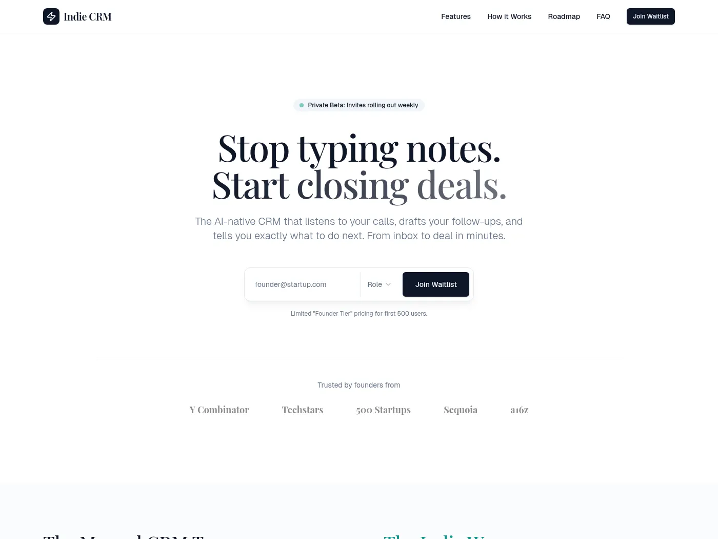 Indie AI CRM Waitlist
