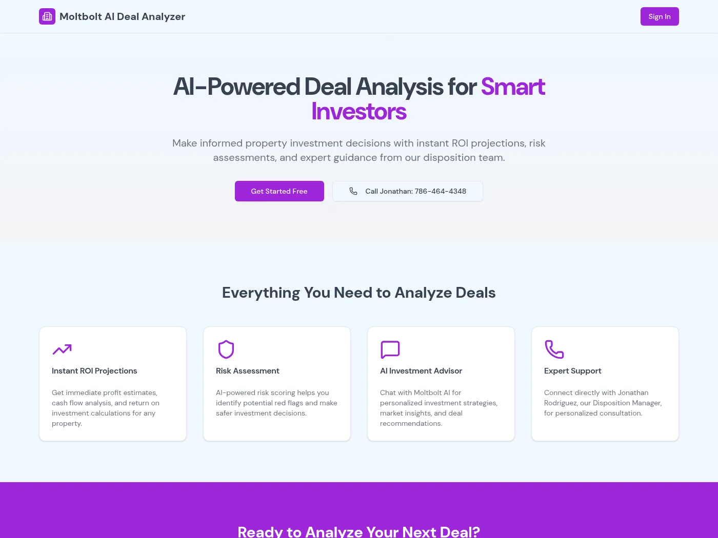 Moltbolt AI Deal Analyzer