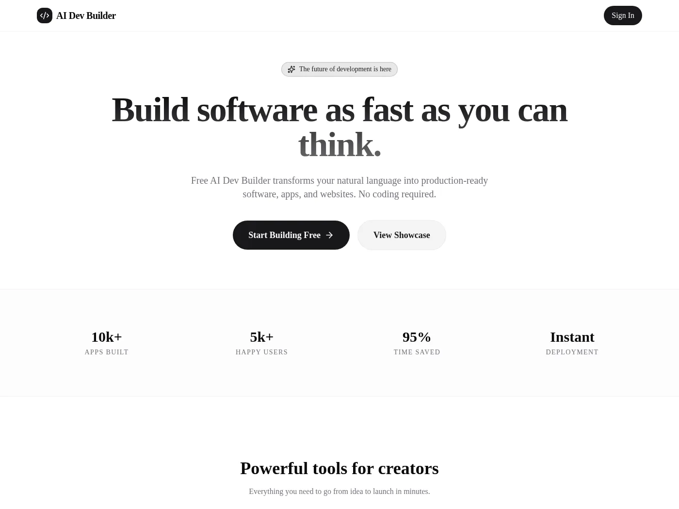 Free AI Dev Builder