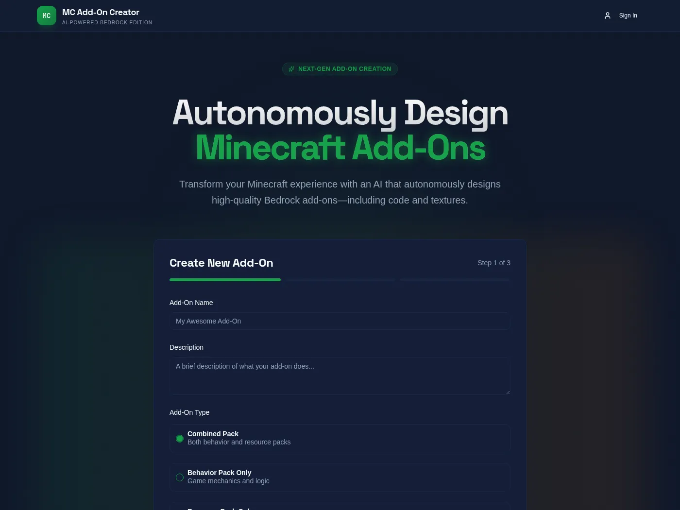 AI-Driven Minecraft Bedrock Add-On Creato (Remix)
