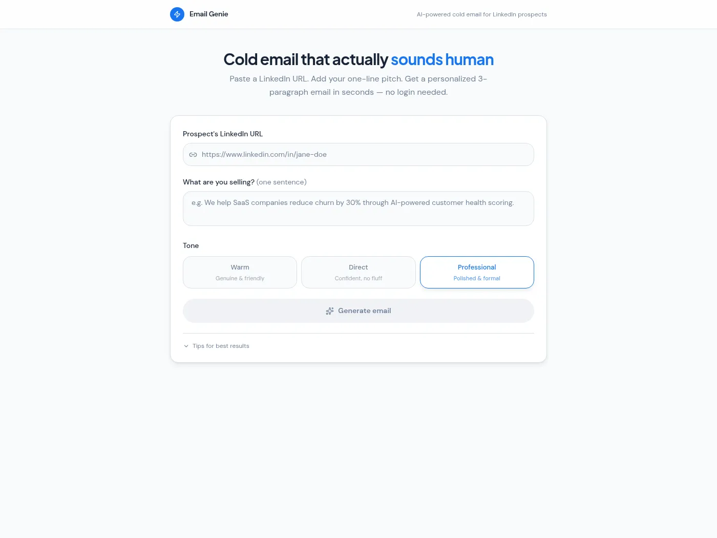 LinkedIn AI Email Genie