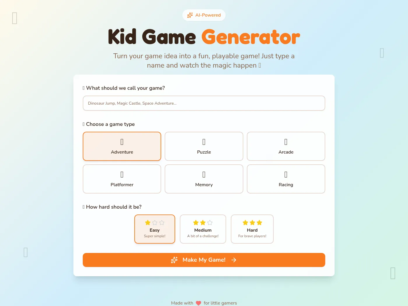 AI Kid Game Generator