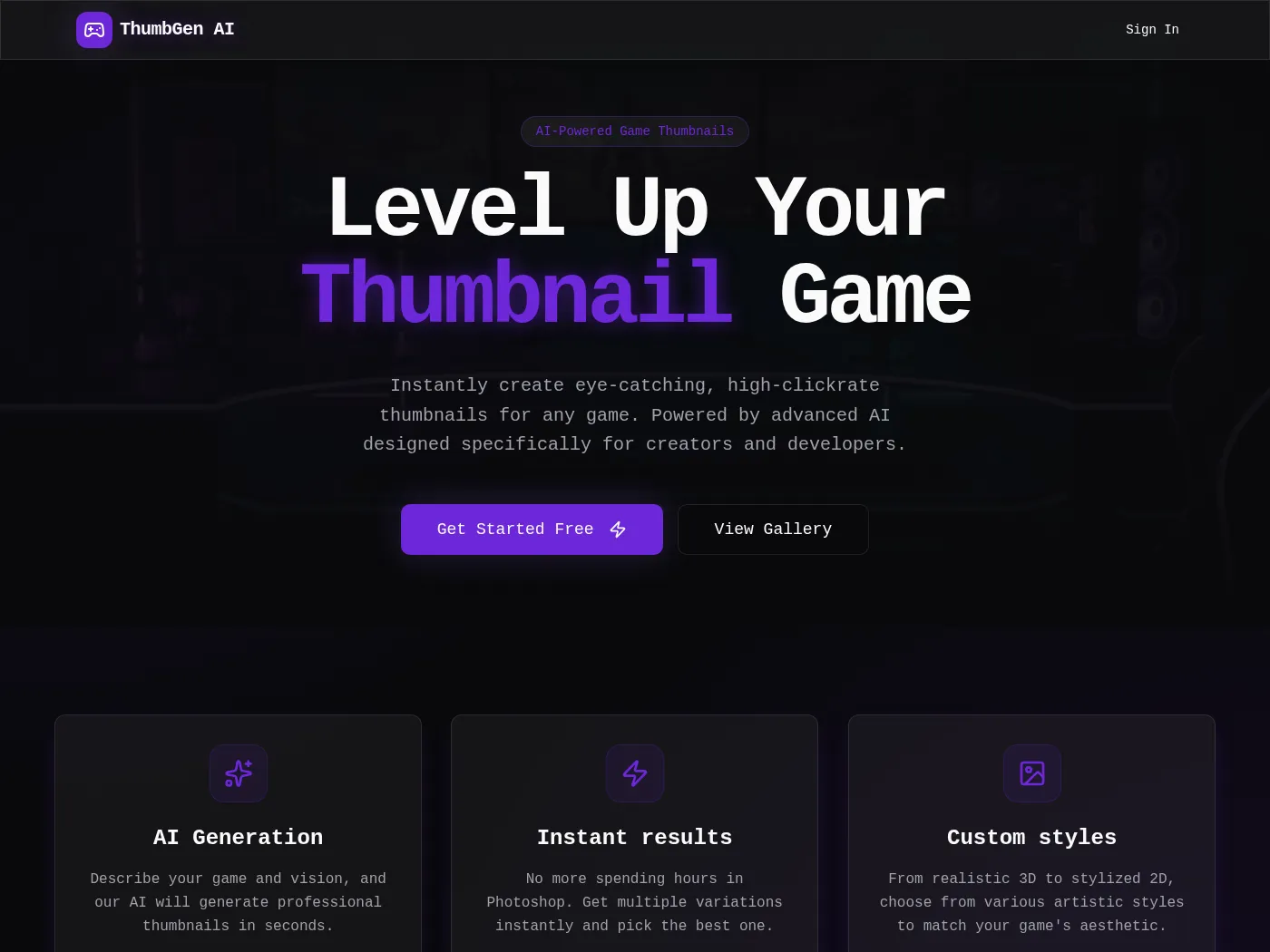 Game ThumbGen AI