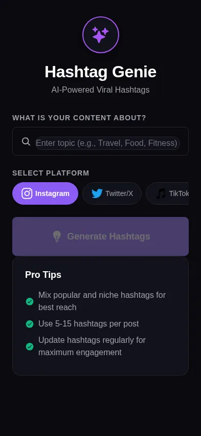 AI Hashtag Genie