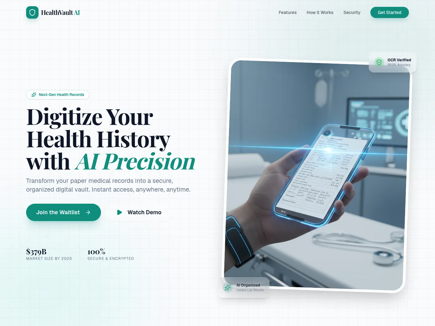 HealthVault AI Landing