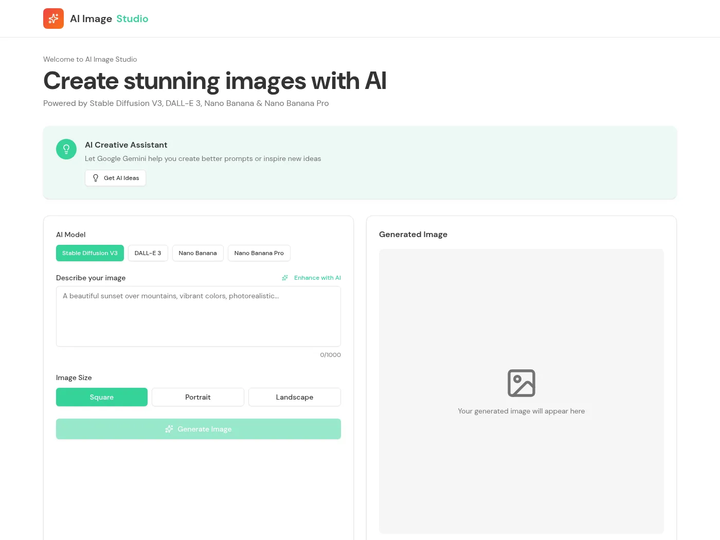 AI Image Generator Clone