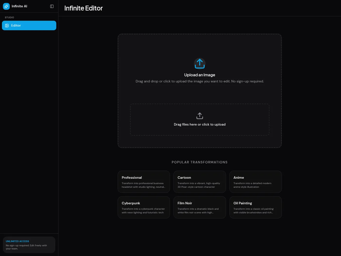 Infinite AI Image Editor