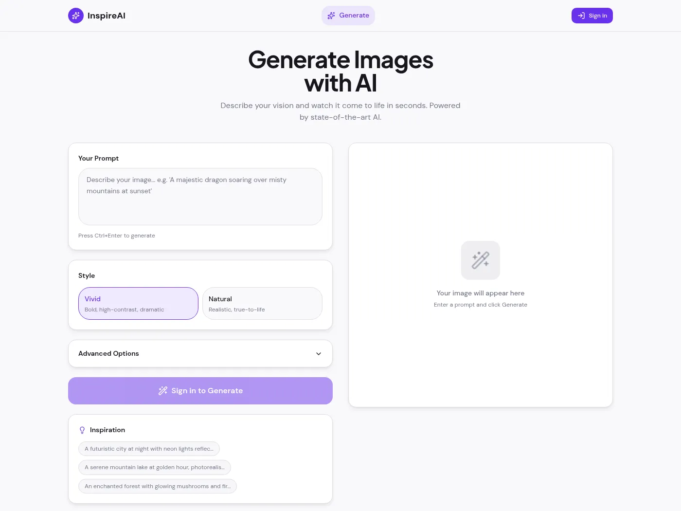 InspireAI Image Generator