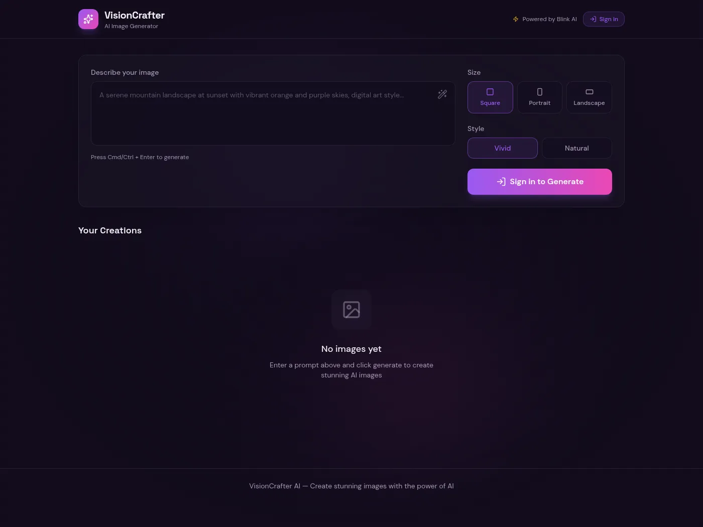 VisionCrafter AI Generator