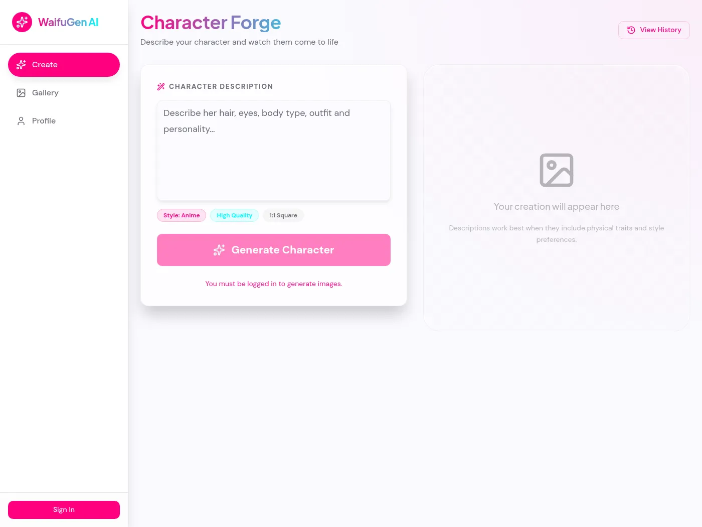 AI Character Image Creator
