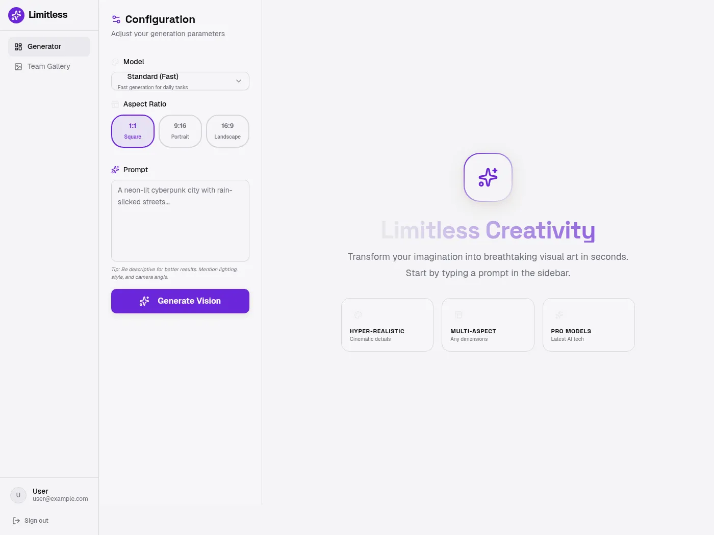 Limitless AI Image Generator