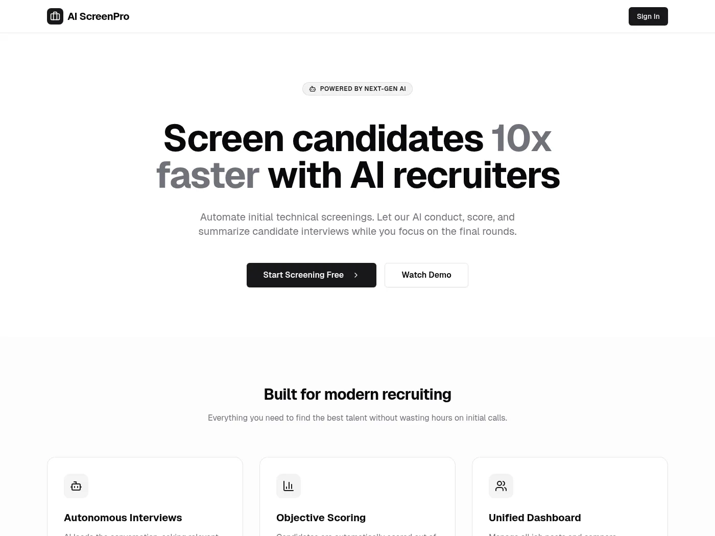 AI ScreenPro Platform