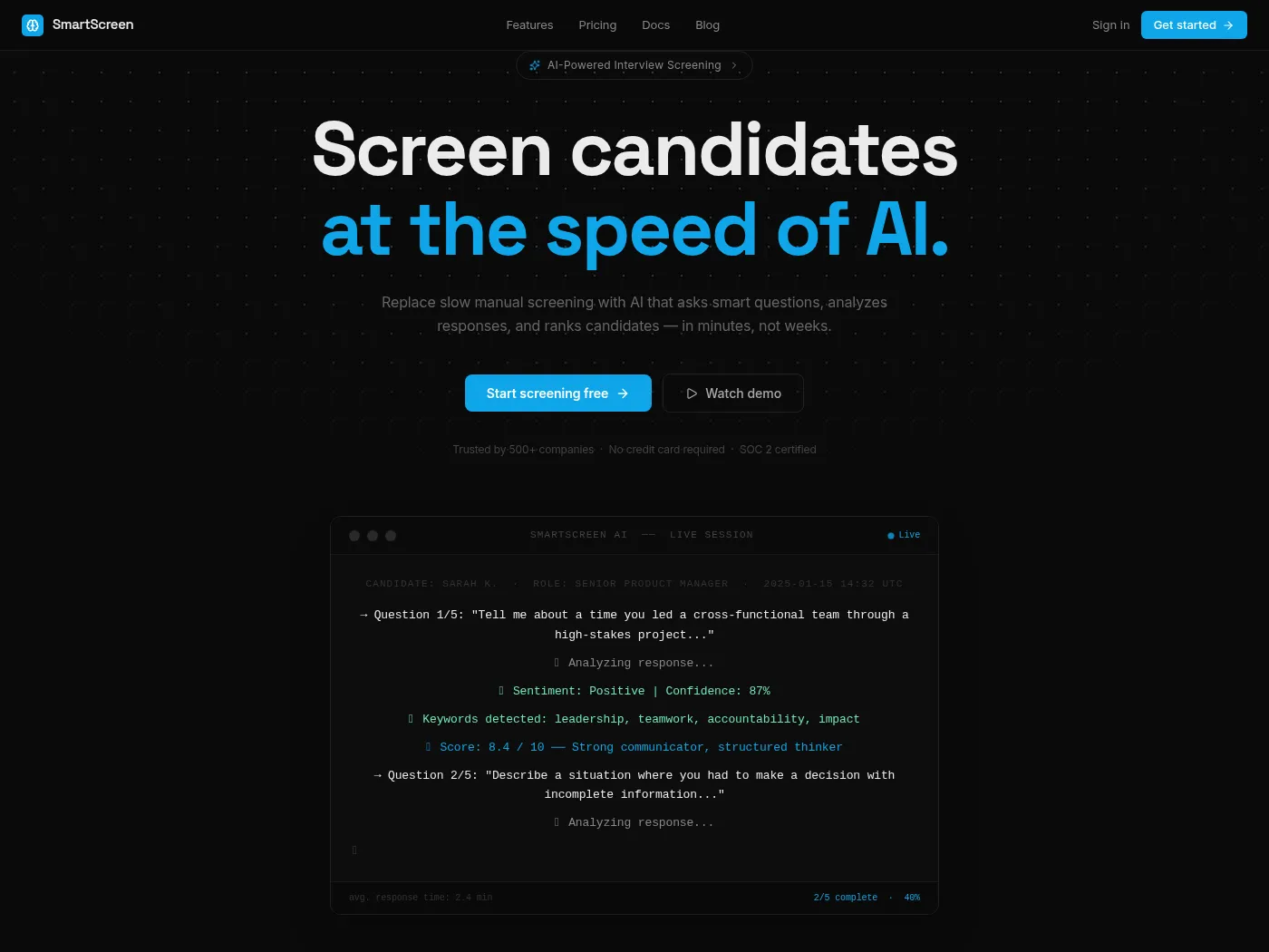 SmartScreen AI Interviews