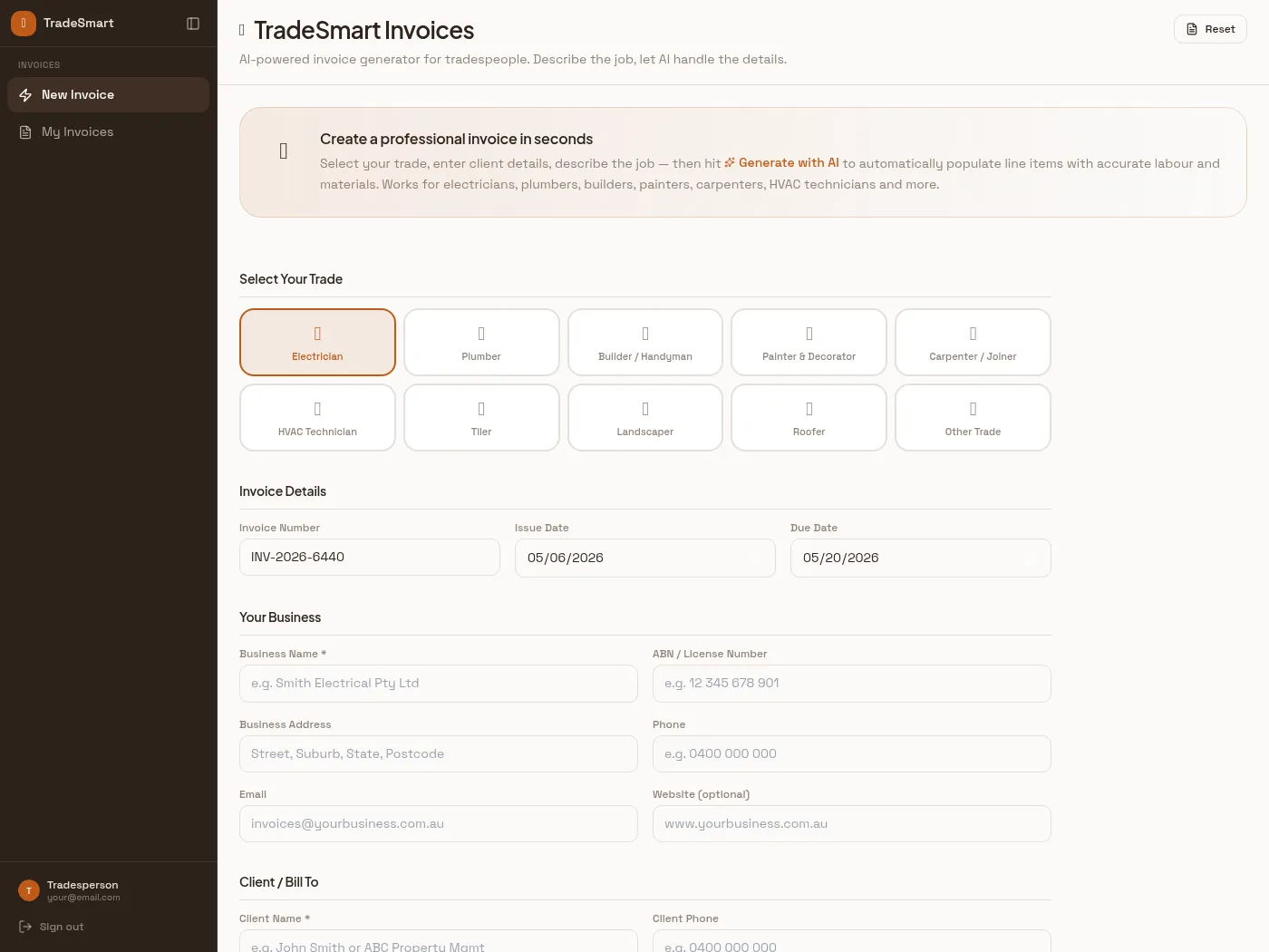 TradeSmart Invoices