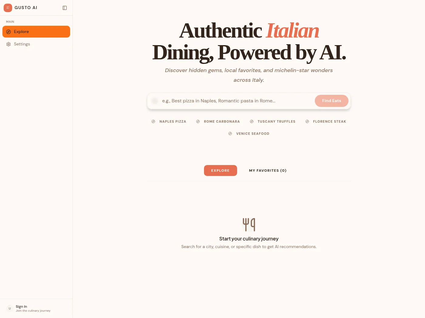 AI Italian Restaurant Finder