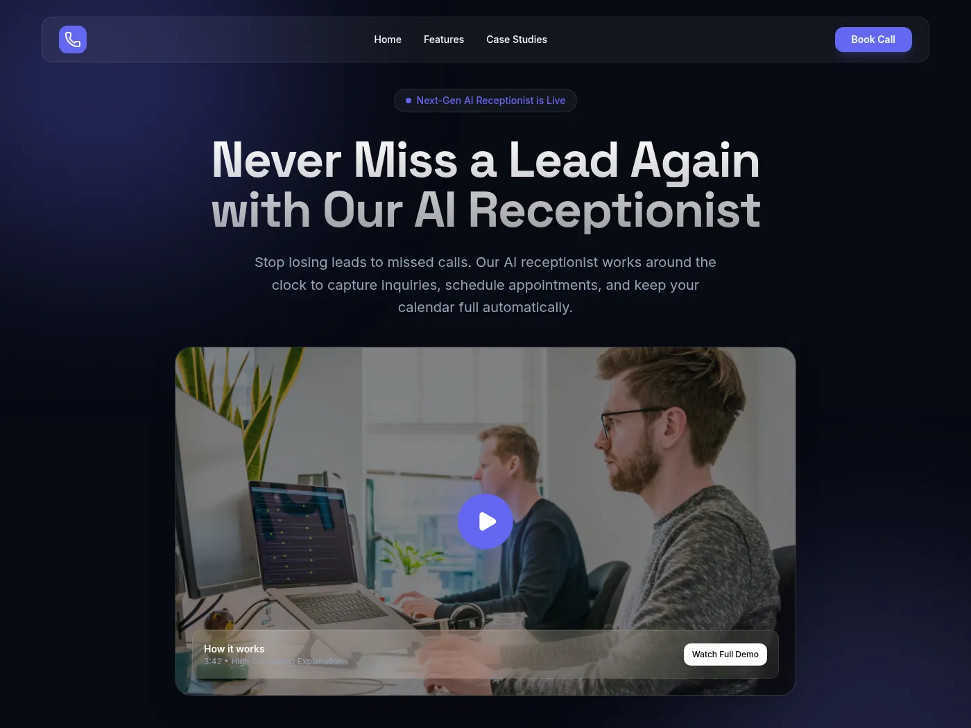 AI Receptionist Landing