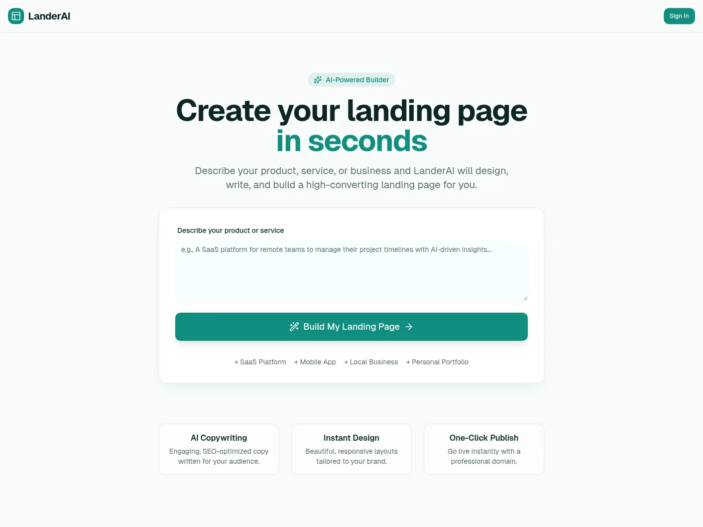 AI Landing Page Builder