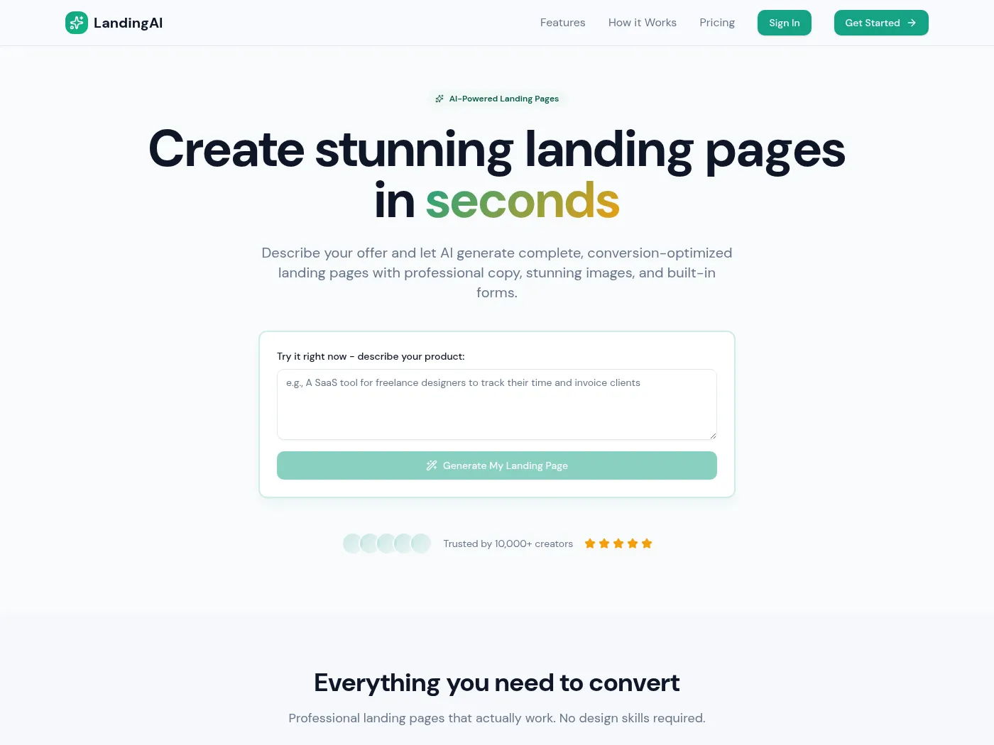 AI Landing Page Creator