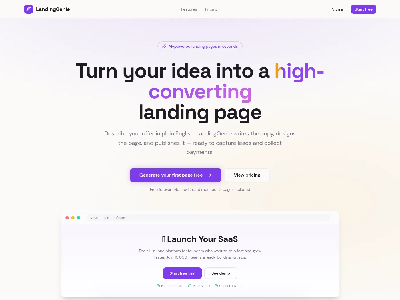 AI LandingPage Genie