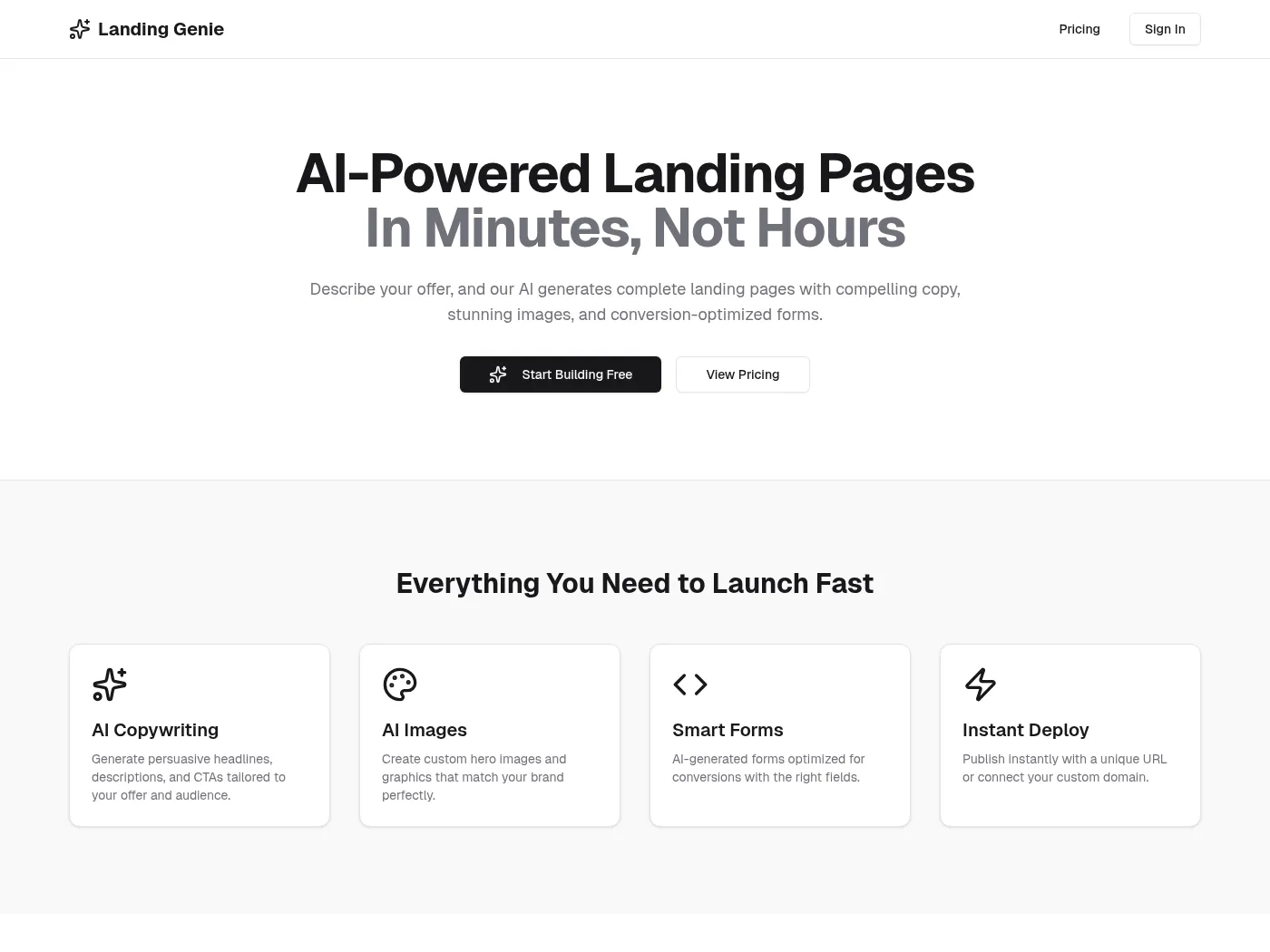 AI Landing Page Genie