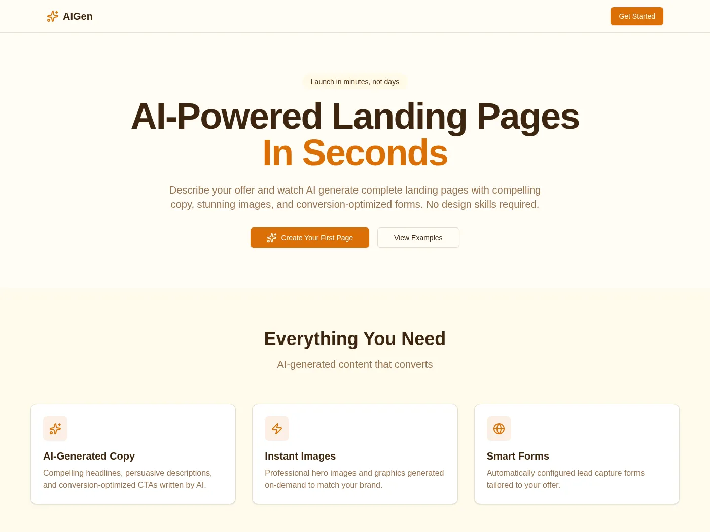 AIGen Landing Pages