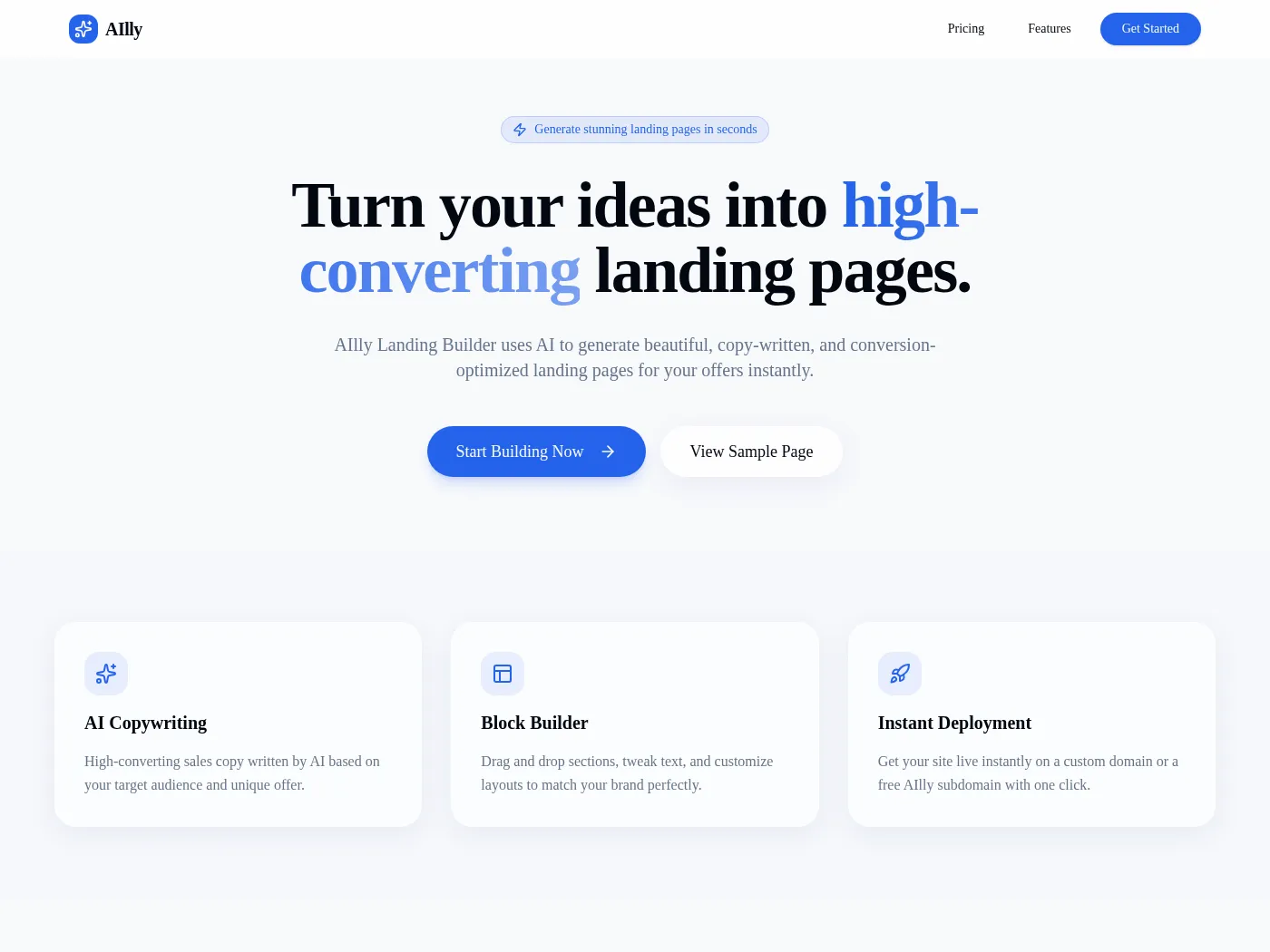 AIlly Landing Builder