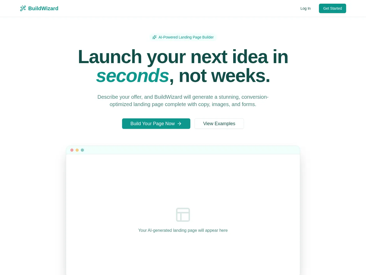 BuildWizad AI Landing Pages