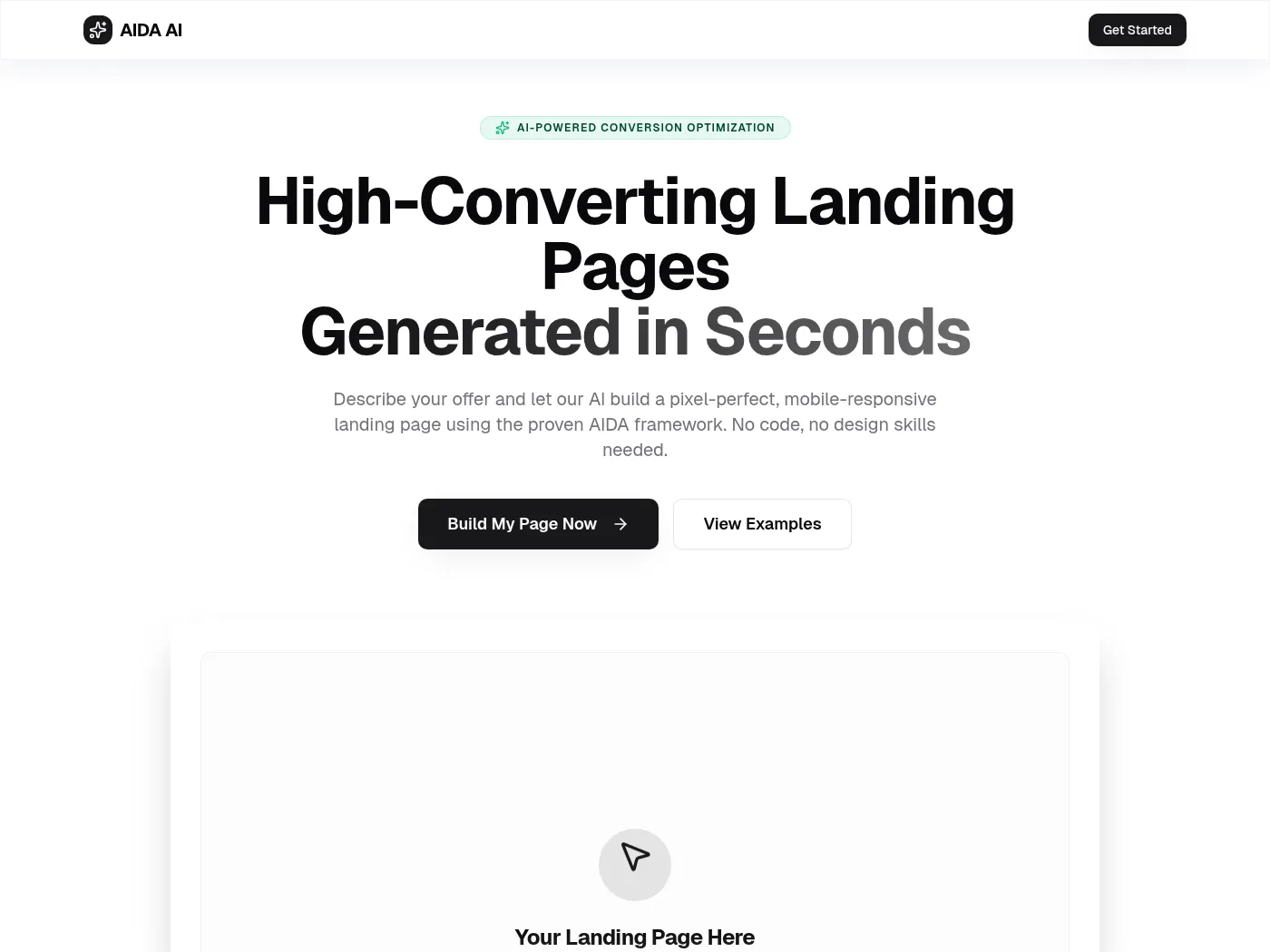 AIDA Landing Page AI
