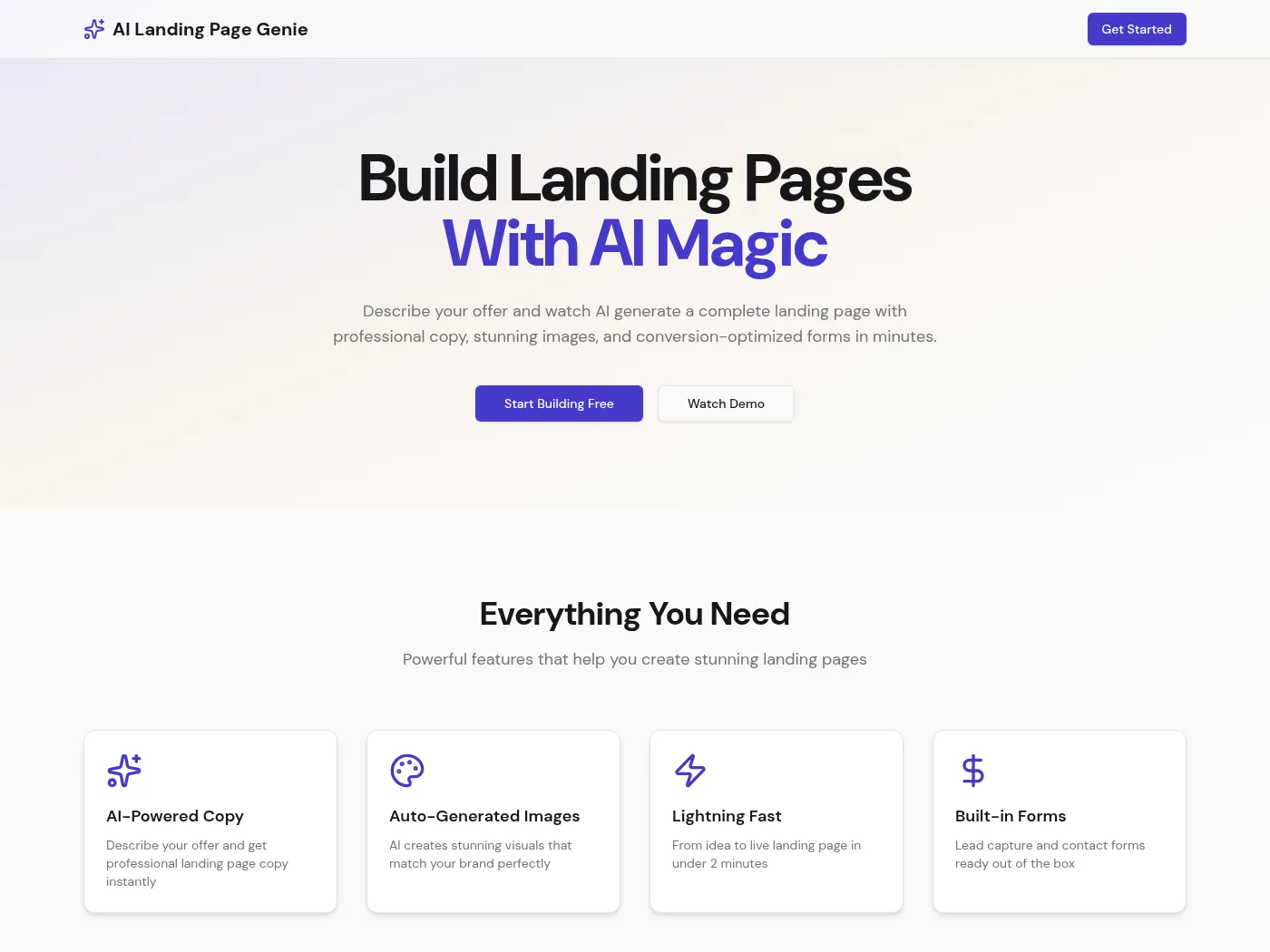 AI Landing Page Genie