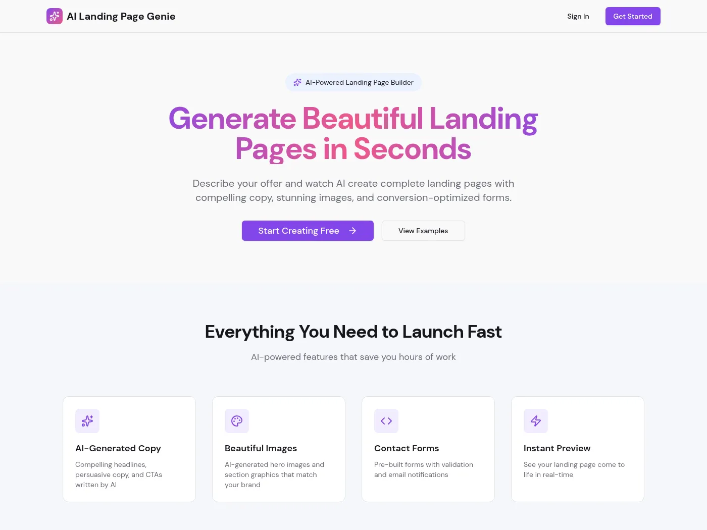 AI Landing Page Genie