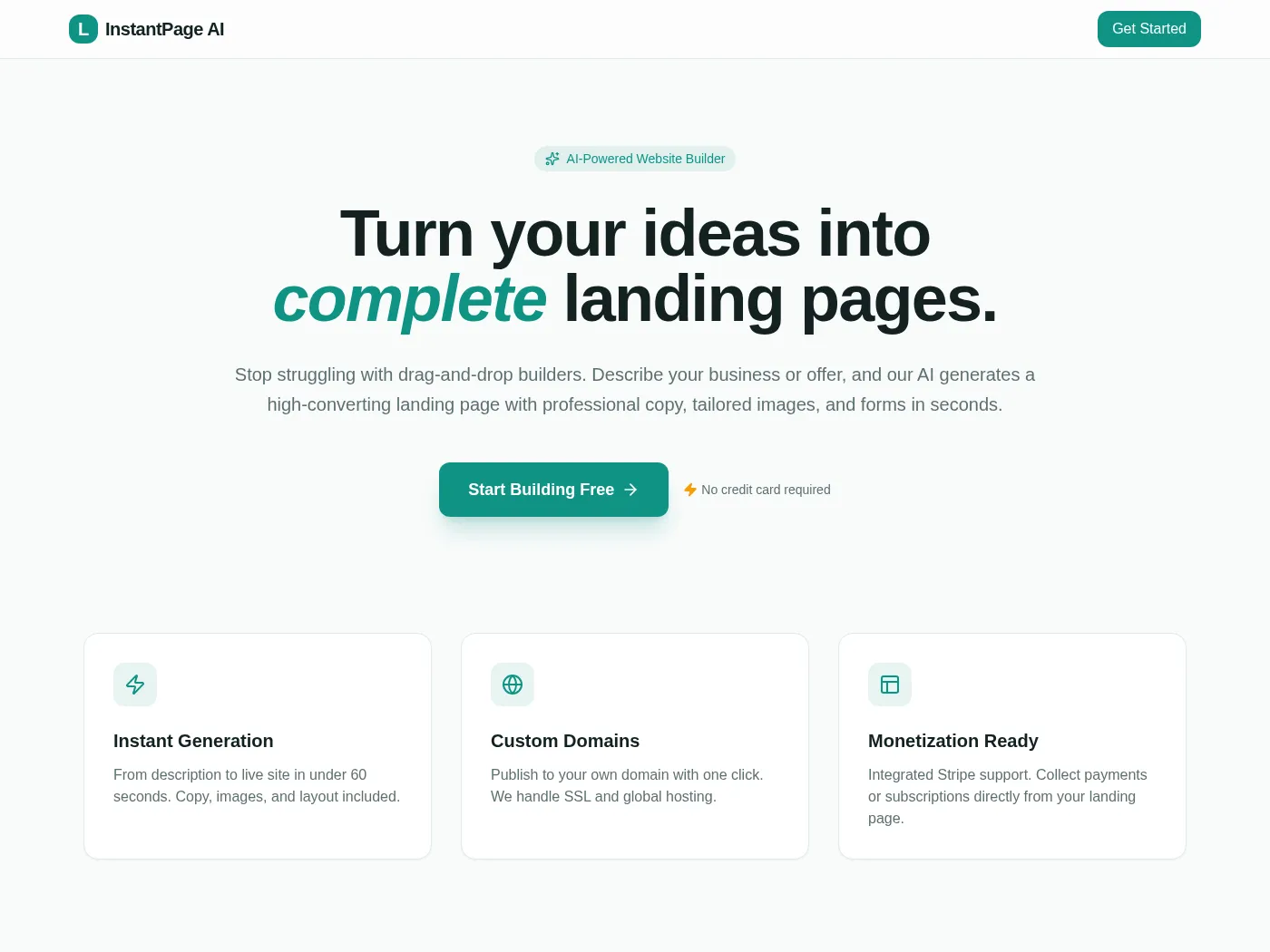 Instant Landing Page AI