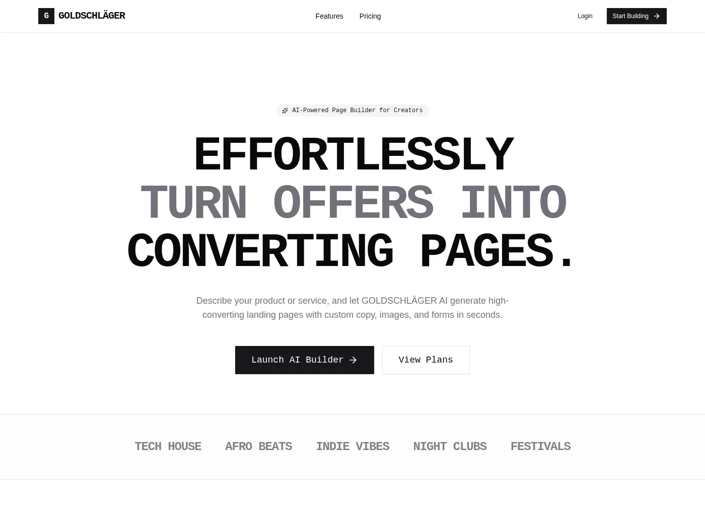 GOLDSCHLÄGER AI Page Builder