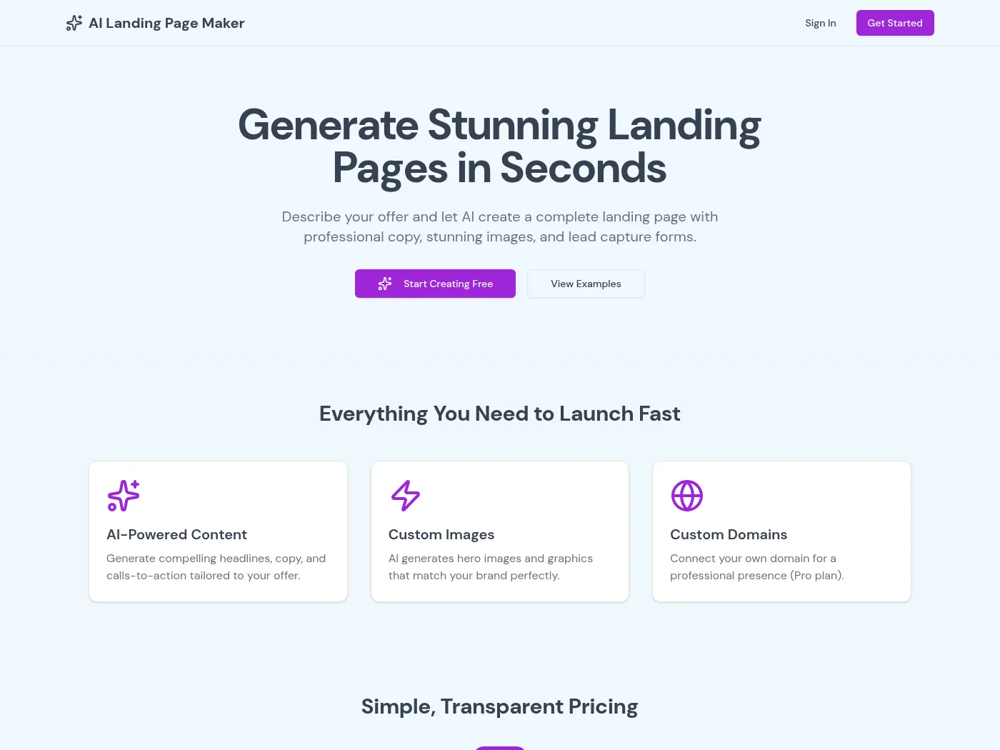 AI Landing Page Maker