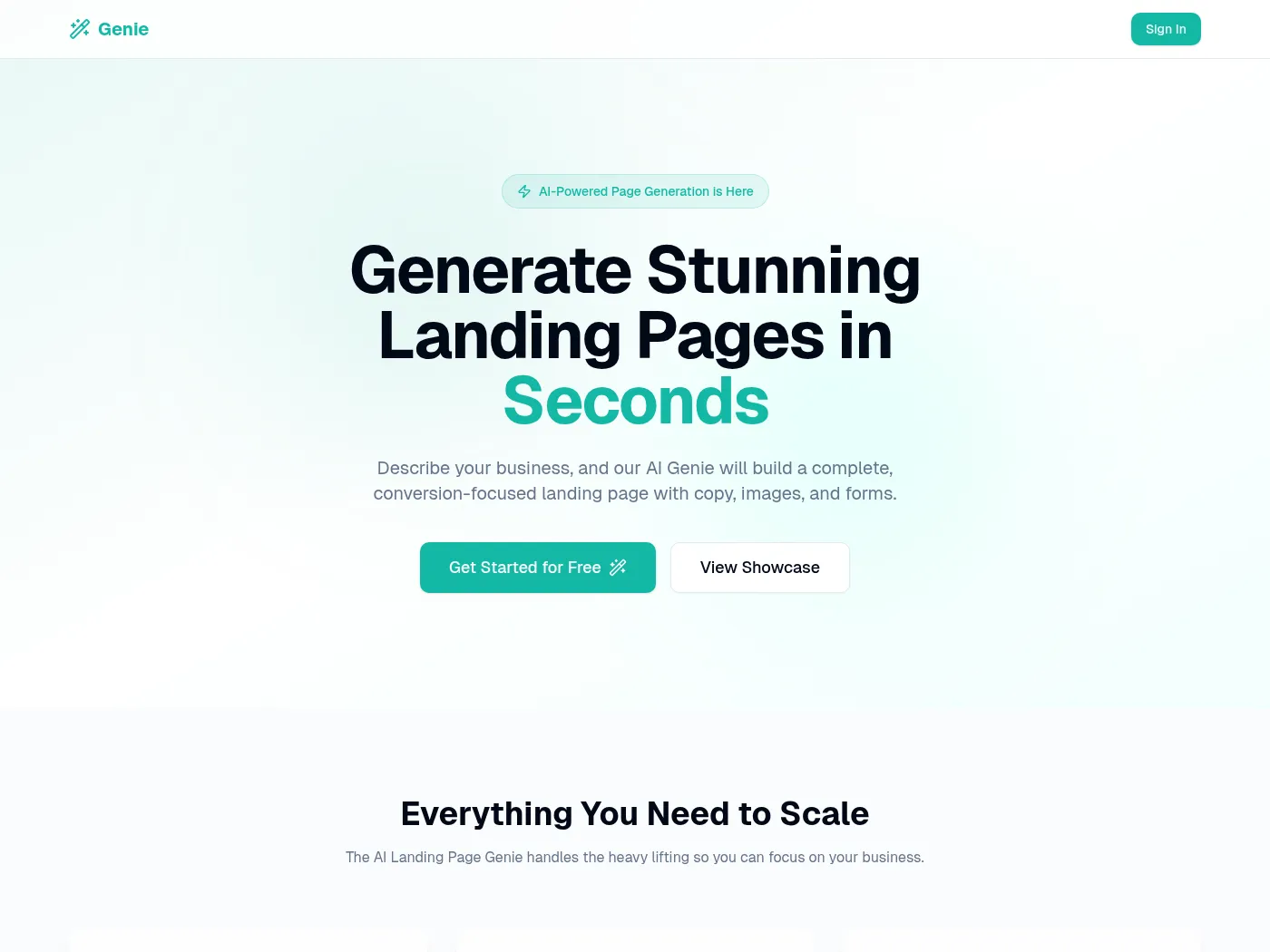 AI Landing Page Genie