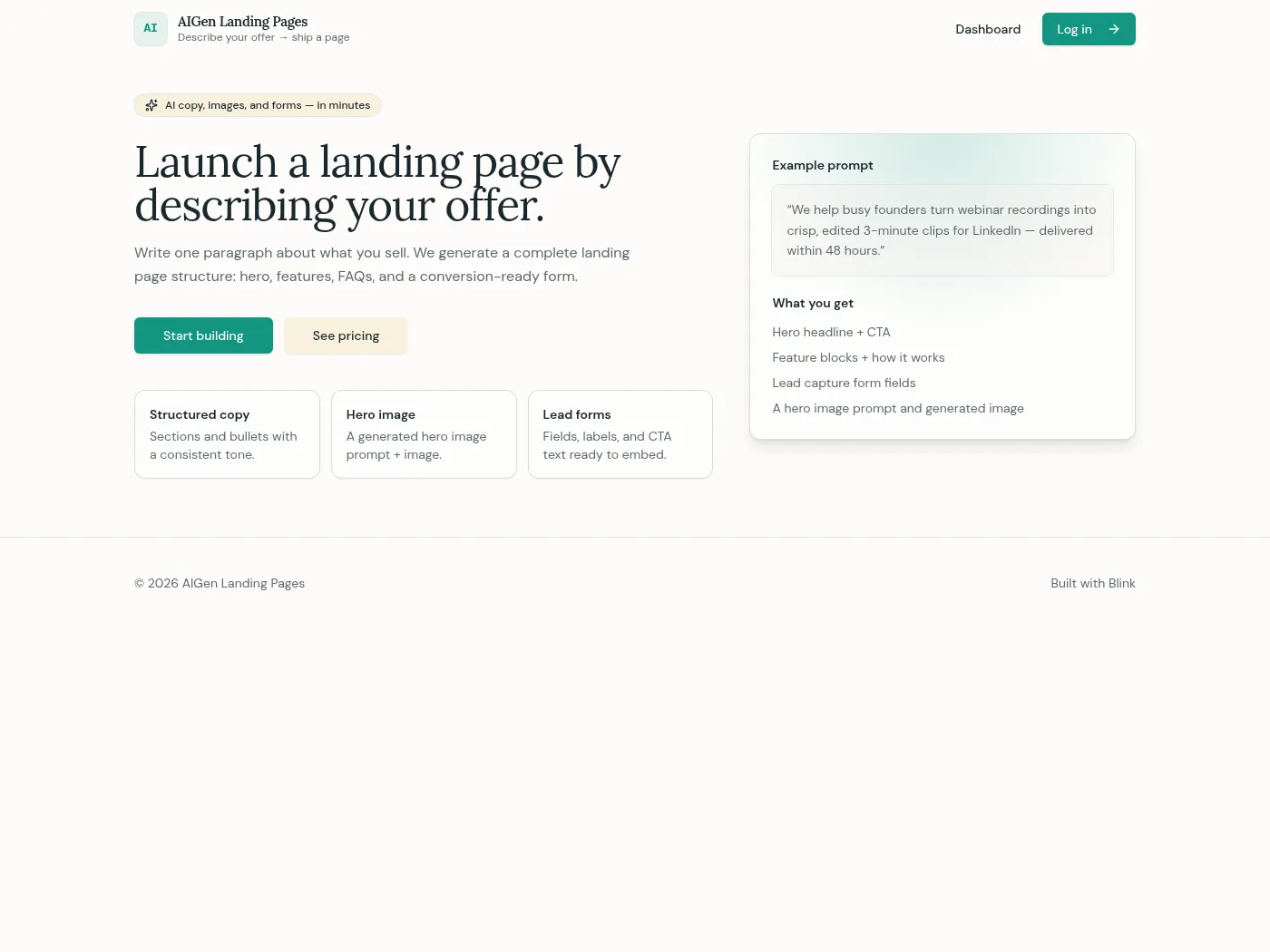 AIGen Landing Pages