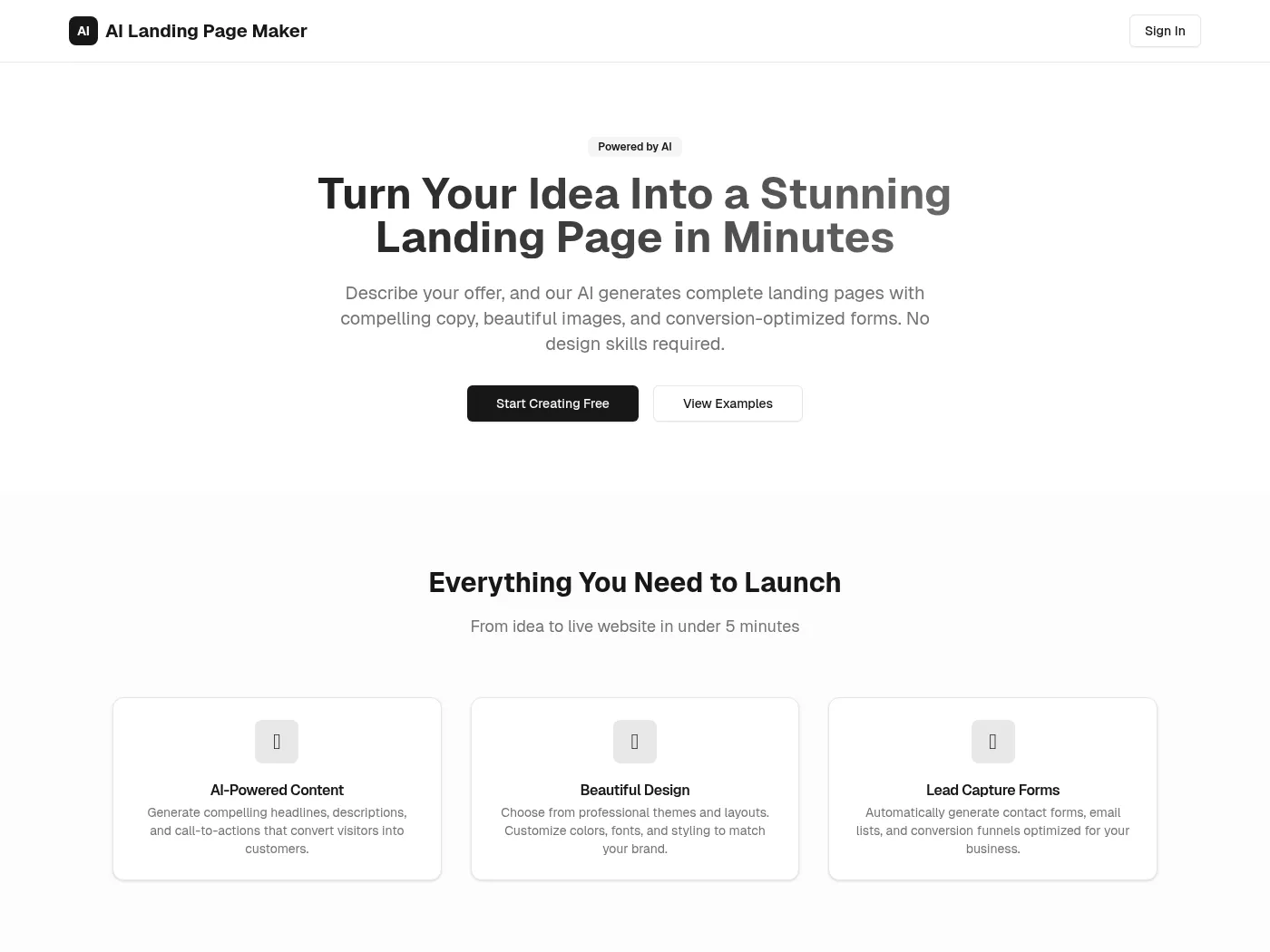 AI Landing Page Maker