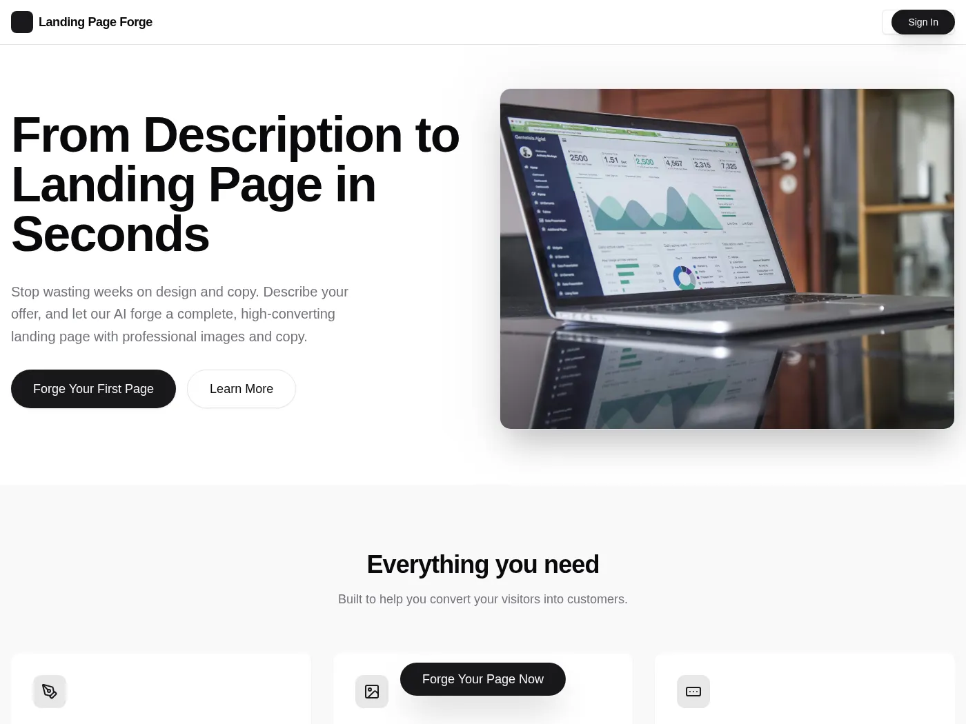 AI Landing Page Forge