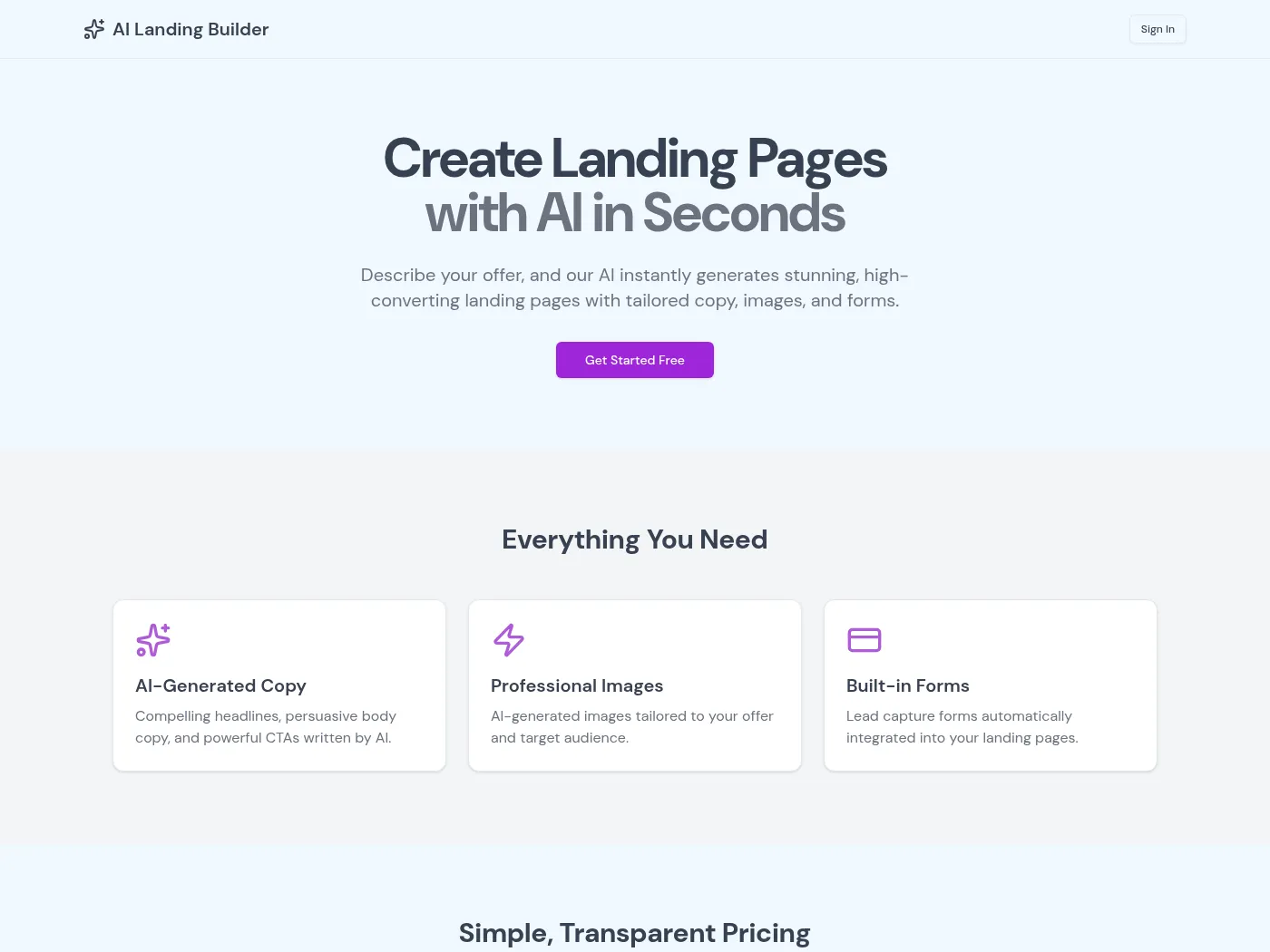 AI Landing Page Builder
